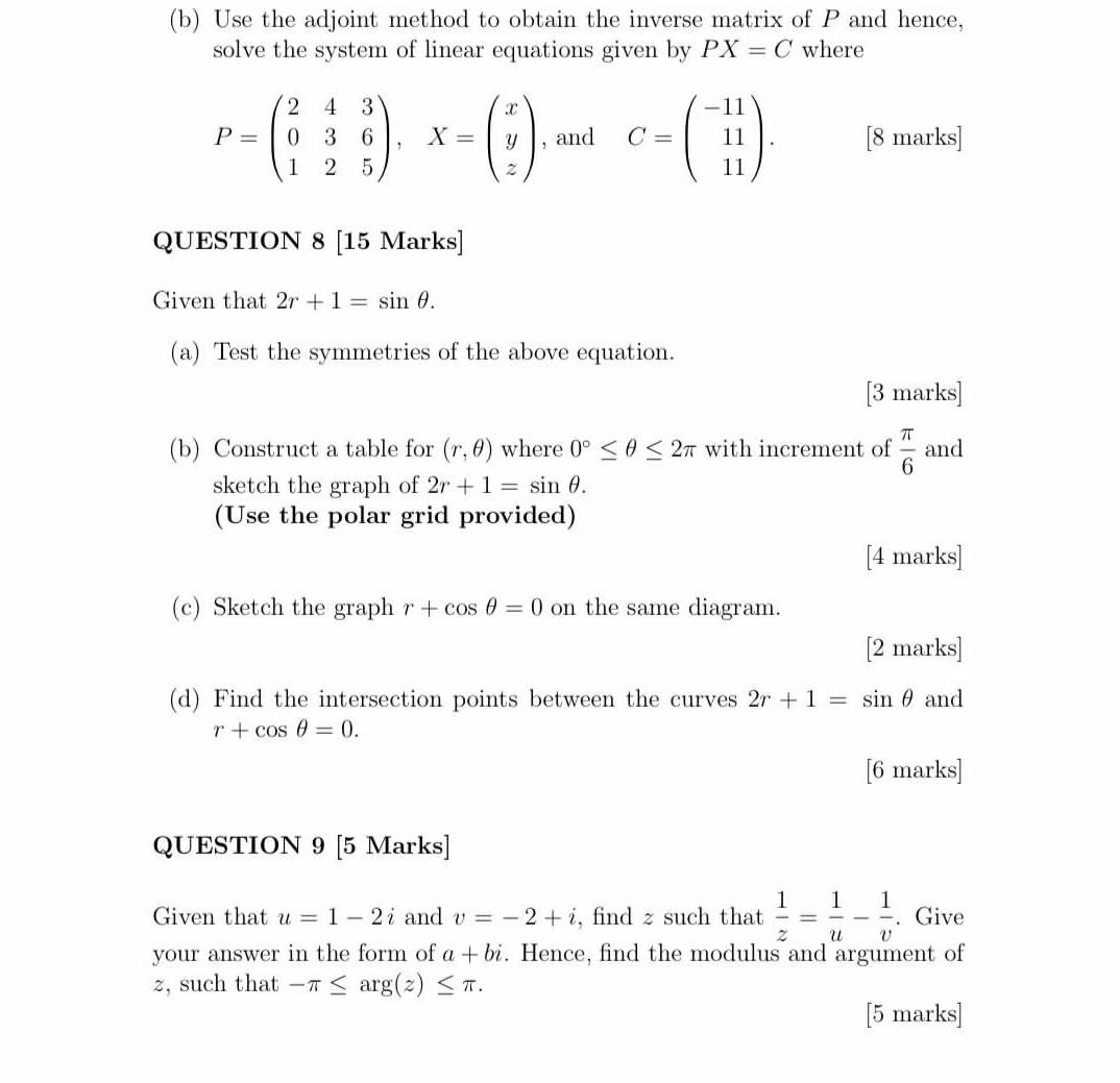 Solved (b) Use the adjoint method to obtain the inverse | Chegg.com