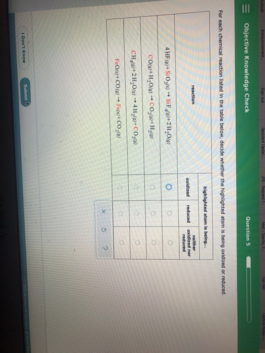Solved = Objective Knowledge Check Question 5 For each | Chegg.com