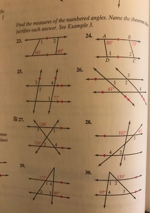 Solved Find the measures of the numbered angles. Name the | Chegg.com