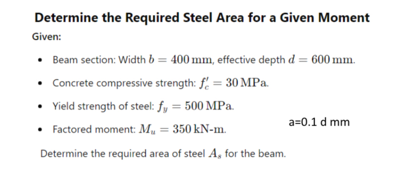 Solved Determine the Required Steel Area for a Given | Chegg.com