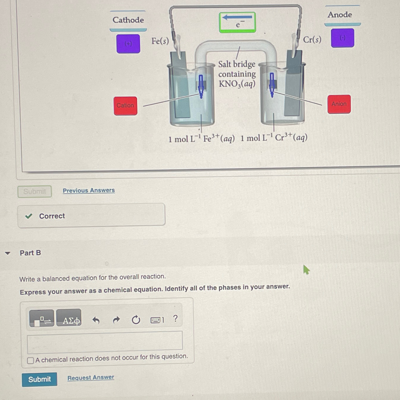 Solved Previous AnswersCorrectPart BWrite a balanced | Chegg.com