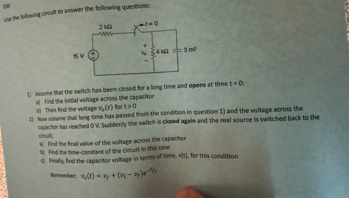 Solved 10H: Use the following circuit to answer the | Chegg.com