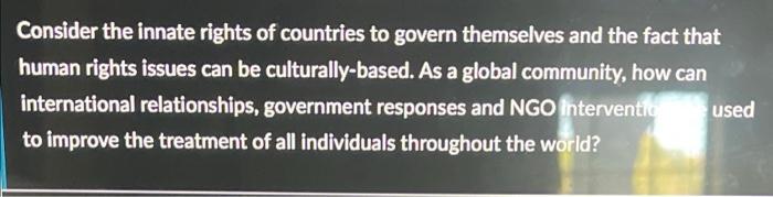 Solved Consider the innate rights of countries to govern | Chegg.com