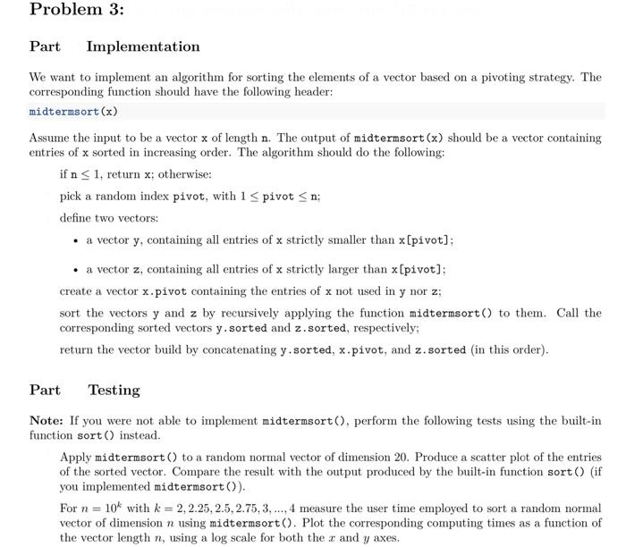 Solved Problem 3: Part Implementation We want to implement | Chegg.com