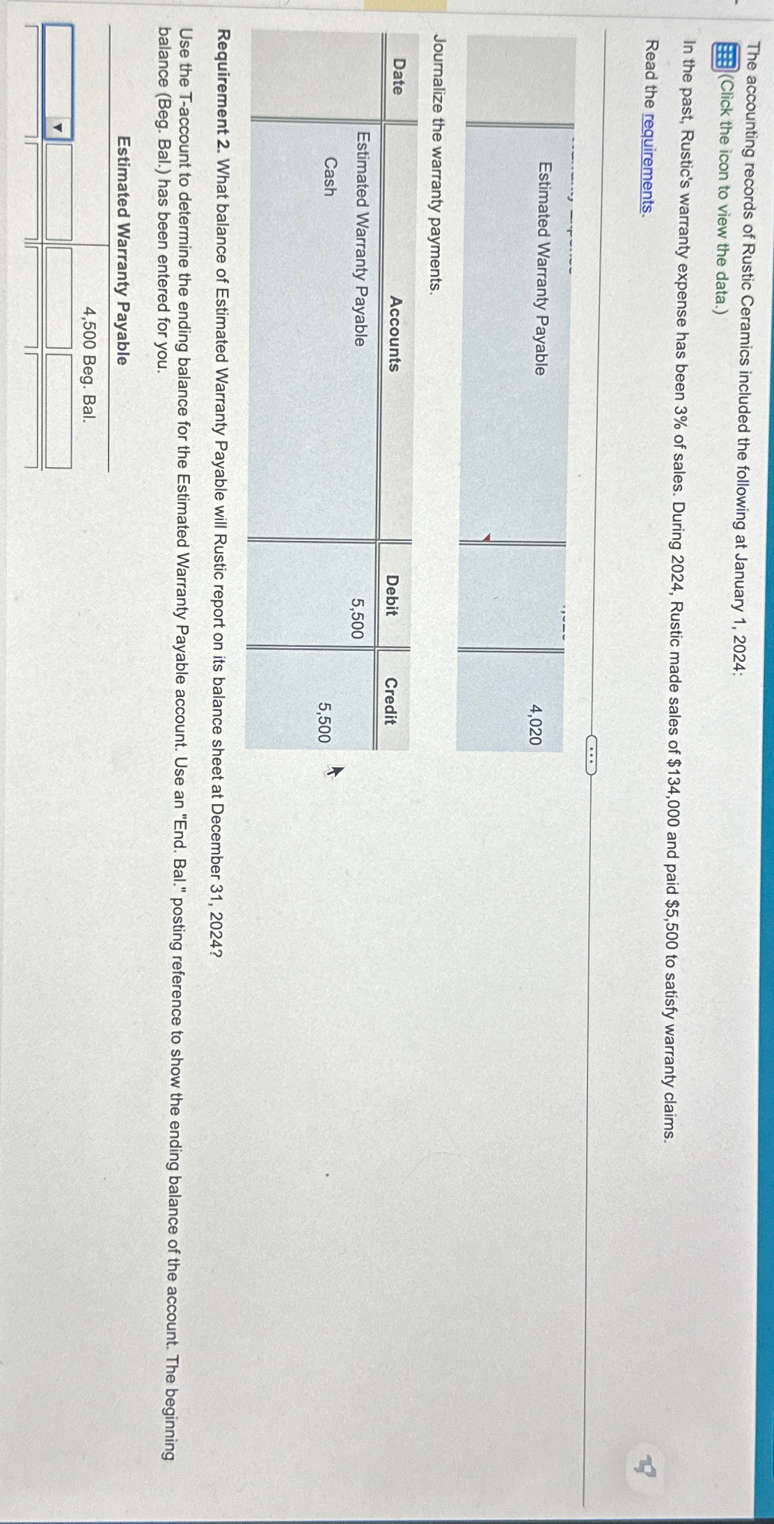 Solved The accounting records of Rustic Ceramics included | Chegg.com