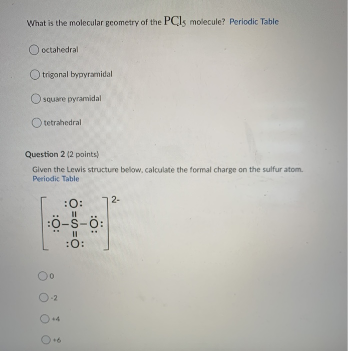 Solved What is the molecular geometry of the PC15 molecule? | Chegg.com