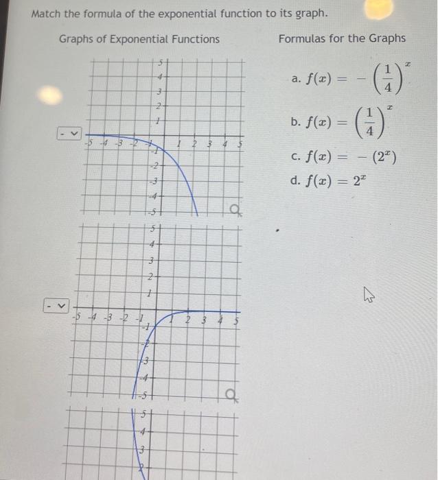 Solved Match the formula of the exponential function to its | Chegg.com