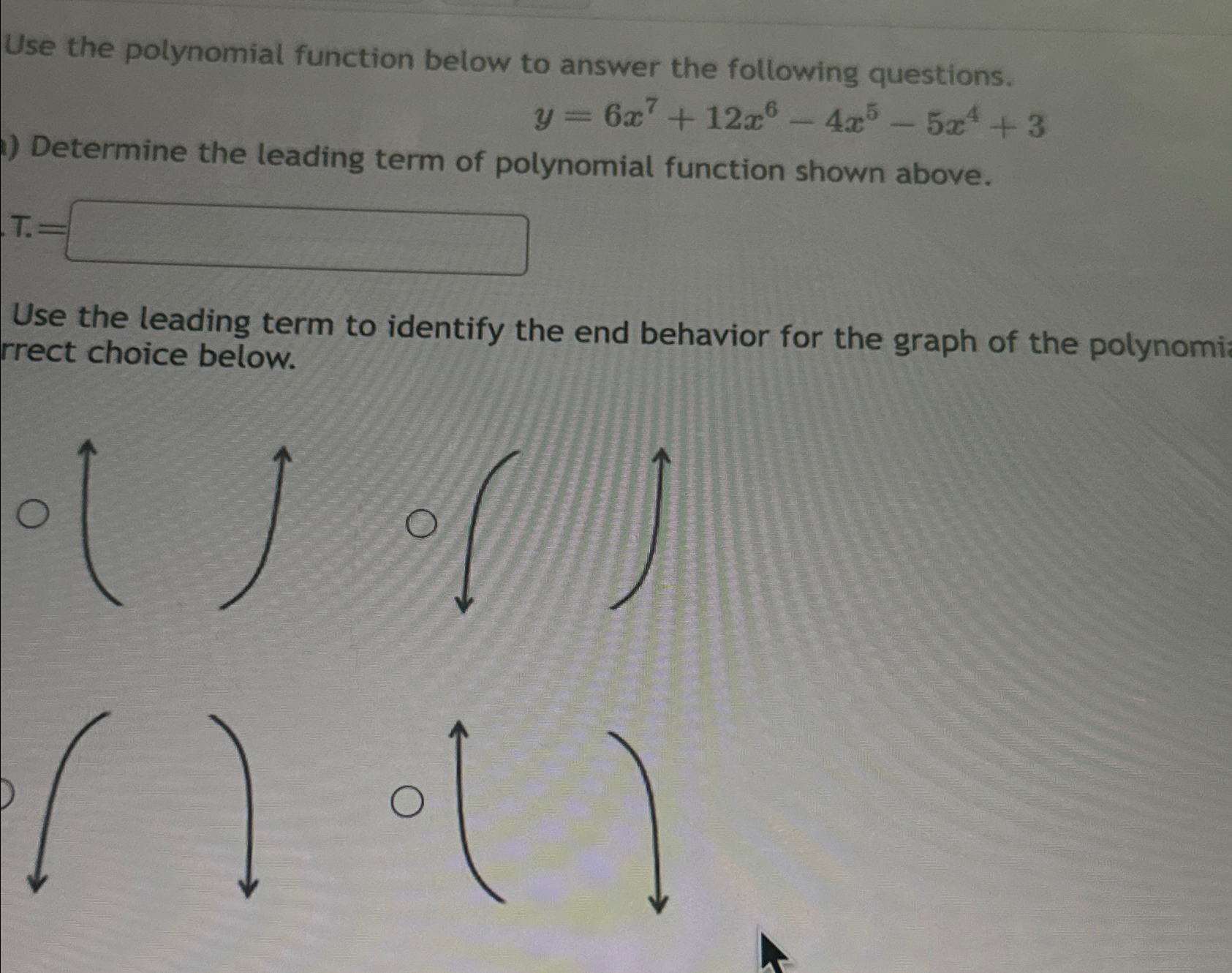 Solved Use the polynomial function below to answer the | Chegg.com