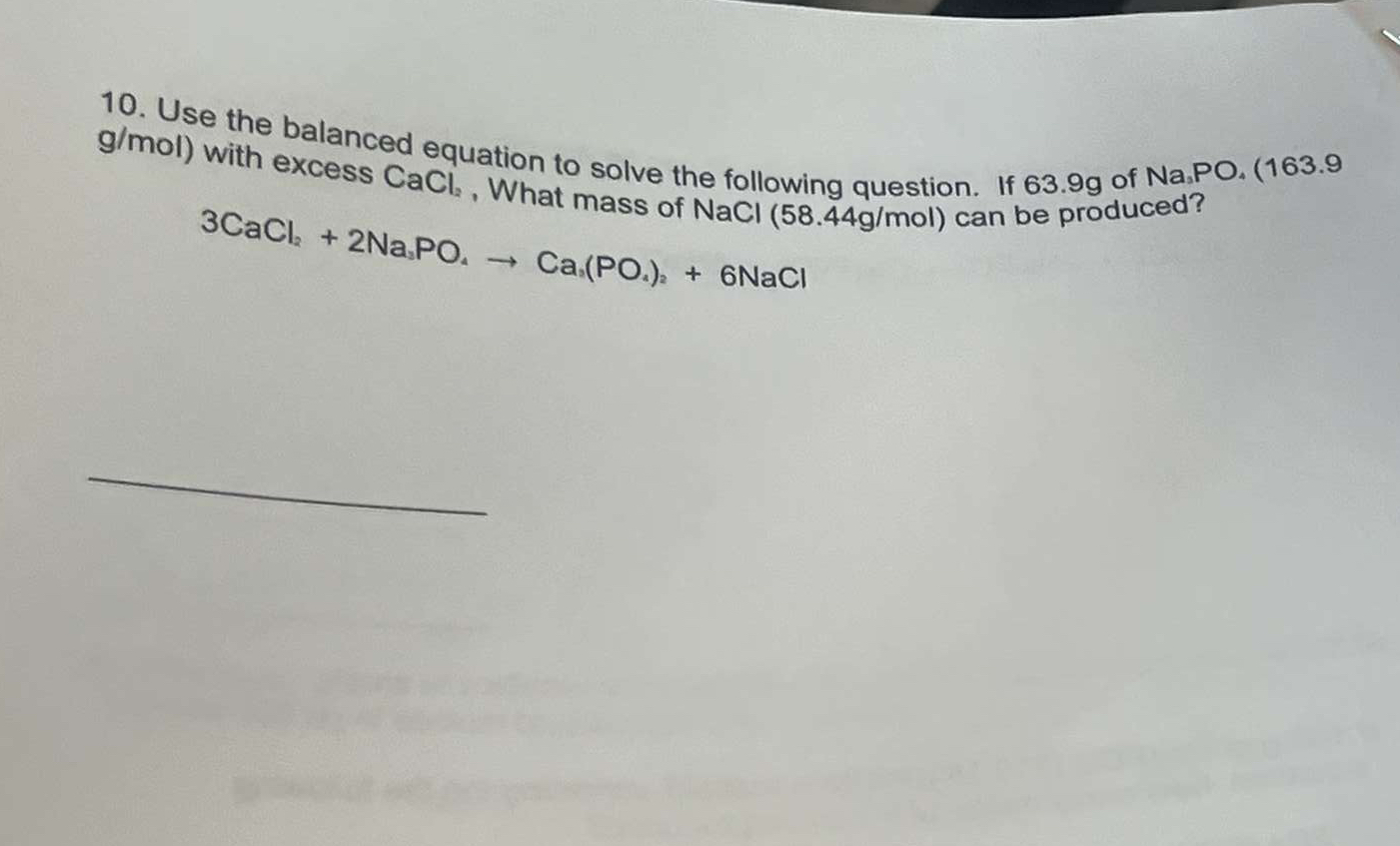 Solved Use the balanced equation to solve the following | Chegg.com