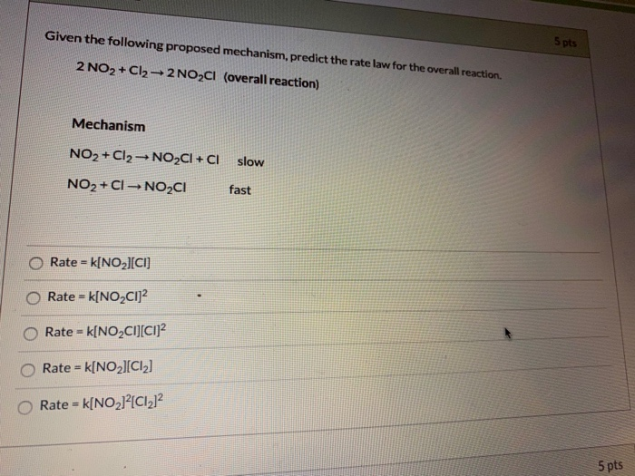 Solved Spts Given the following proposed mechanism, predict | Chegg.com