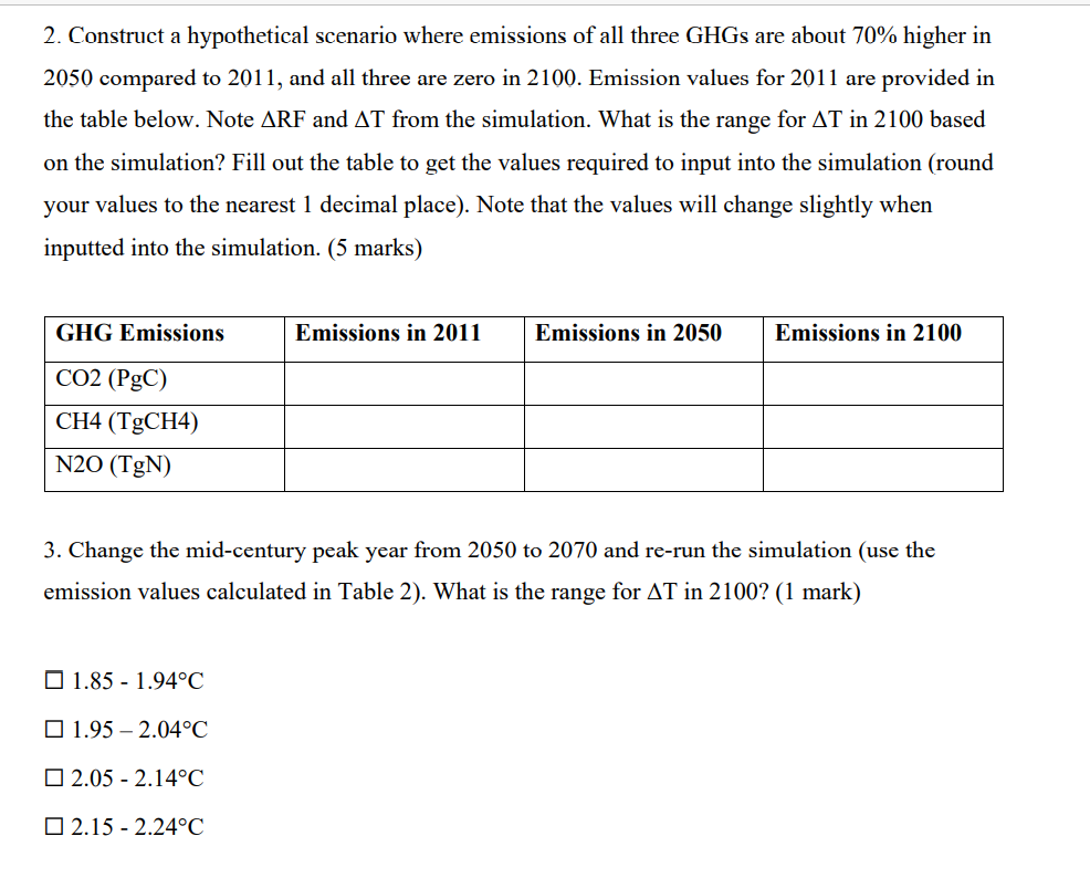 Solved 2. Construct a hypothetical scenario where emissions | Chegg.com