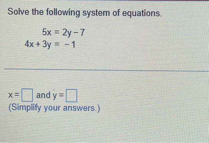 Solved Solve the following system of equations. | Chegg.com