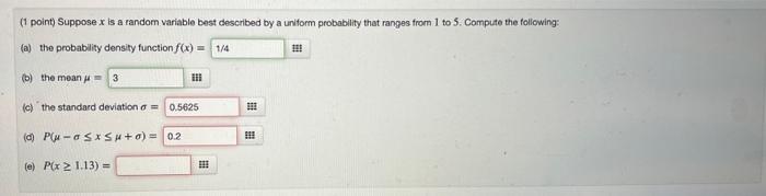 Solved (1 point, Suppose x is a random variable best | Chegg.com