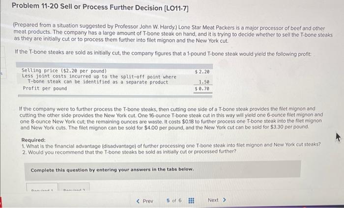 Solved Problem 11-20 Sell or Process Further Decision | Chegg.com
