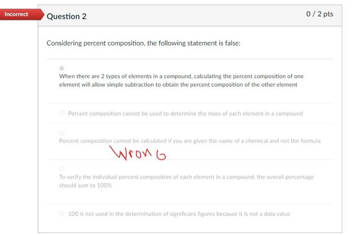 Solved Considering percent composition, the following | Chegg.com