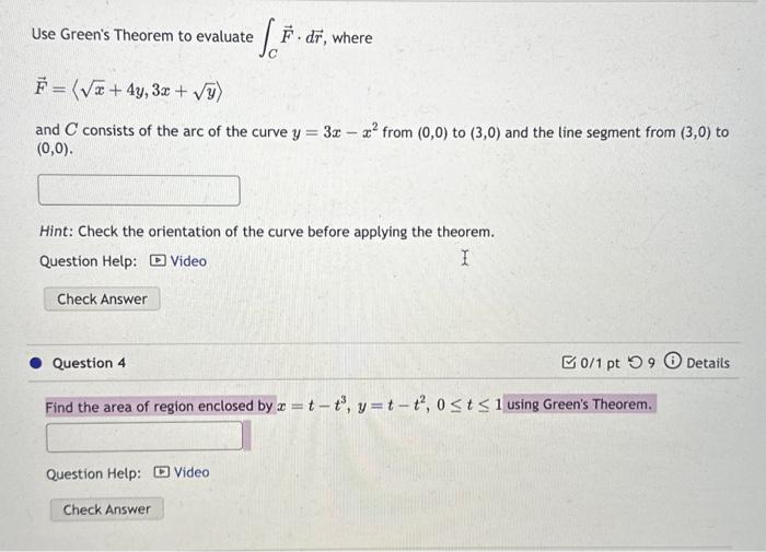 Solved Use Green's Theorem to evaluate ∫CF⋅dr, where | Chegg.com