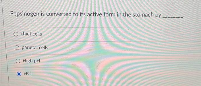 Solved Pepsinogen is converted to its active form in the | Chegg.com
