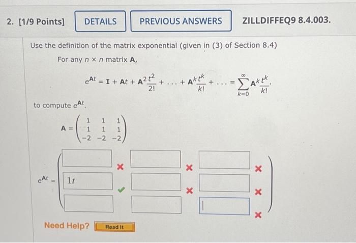 Solved Use the definition of the matrix exponential (given | Chegg.com