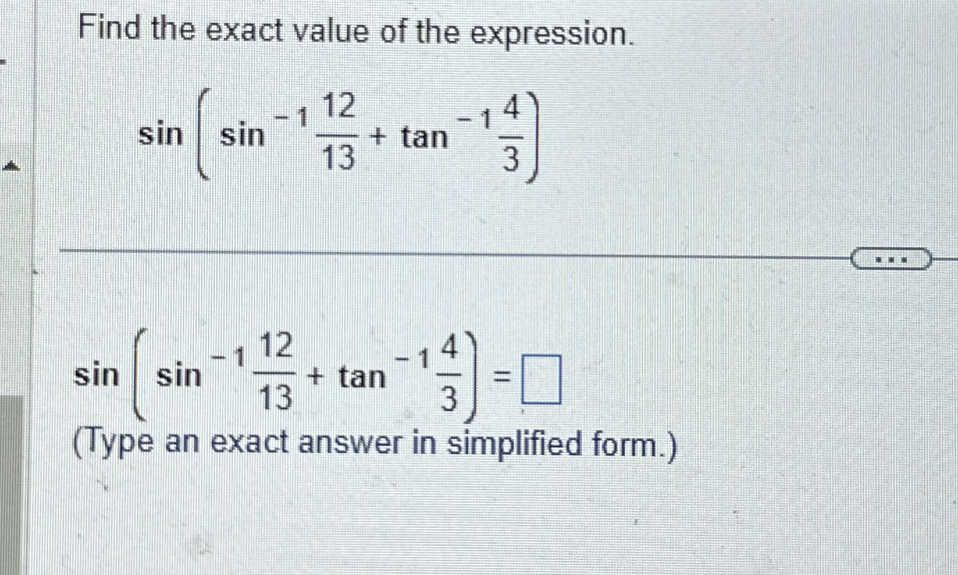Solved Find the exact value of the | Chegg.com
