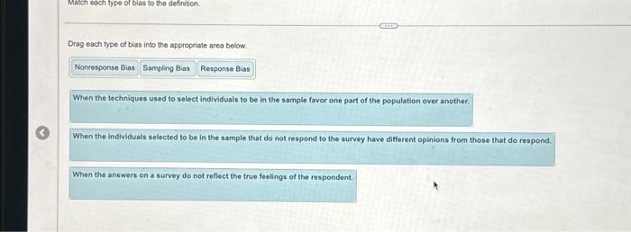Solved Match each type of bias to the definition. Drag each | Chegg.com