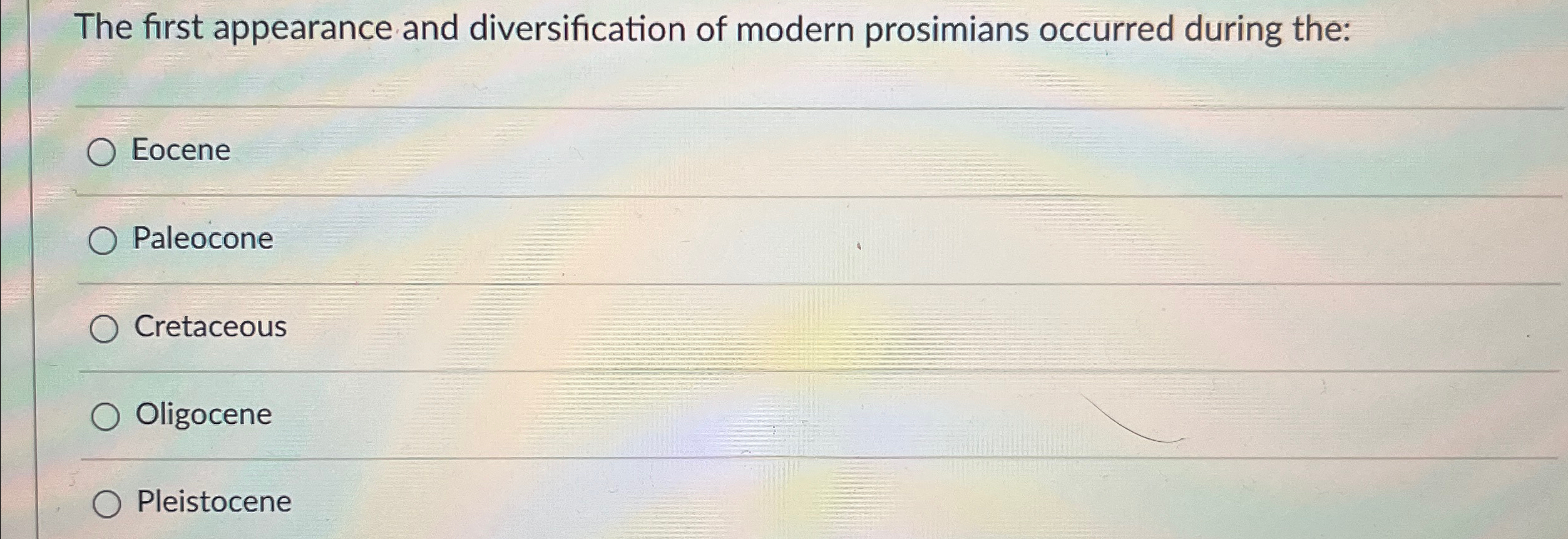 Solved The first appearance and diversification of modern | Chegg.com