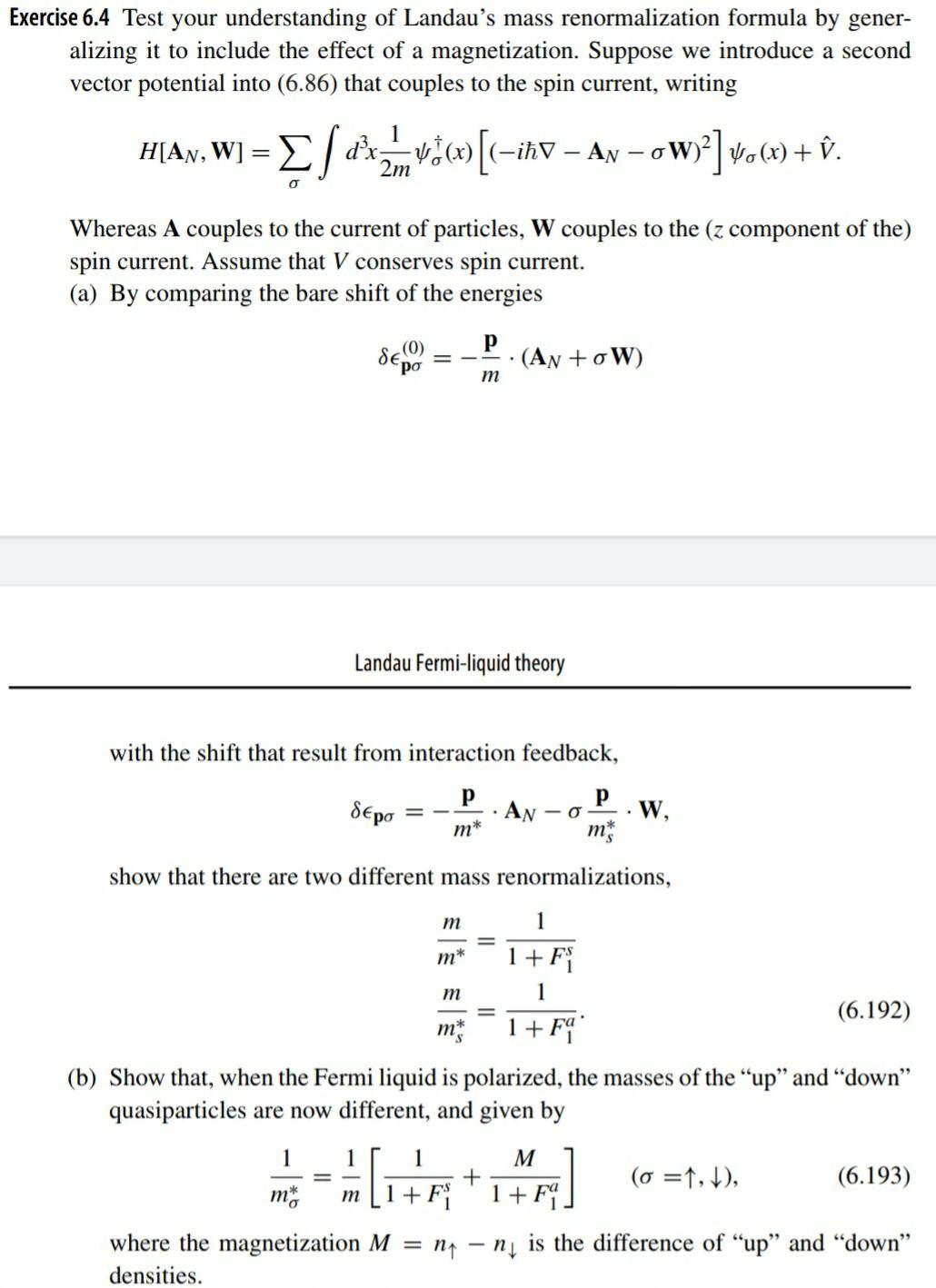 Solved Exercise 6.4 Test your understanding of Landau’s mass | Chegg.com