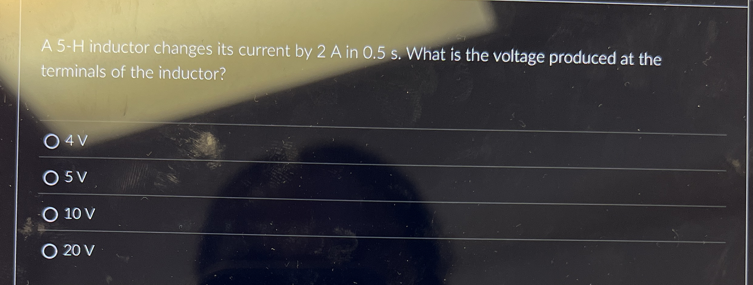Solved A 5-H ﻿inductor changes its current by 2 ﻿A in 0.5 ﻿s | Chegg.com