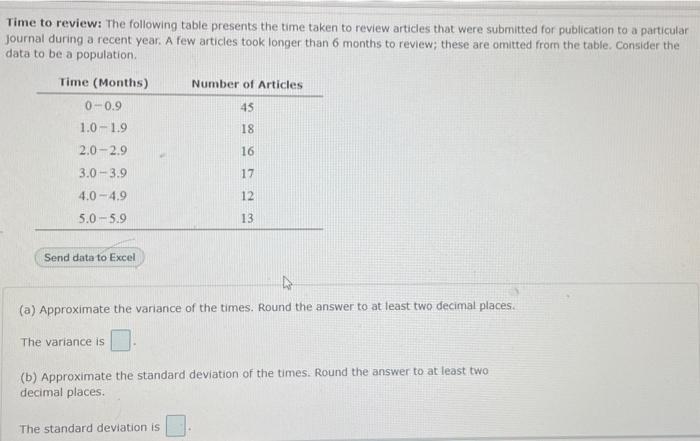 Solved The following table presents the time taken to review | Chegg.com