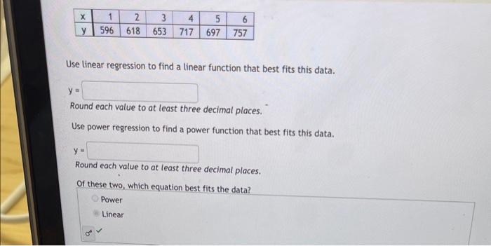 Solved Use linear regression to find a linear function that | Chegg.com
