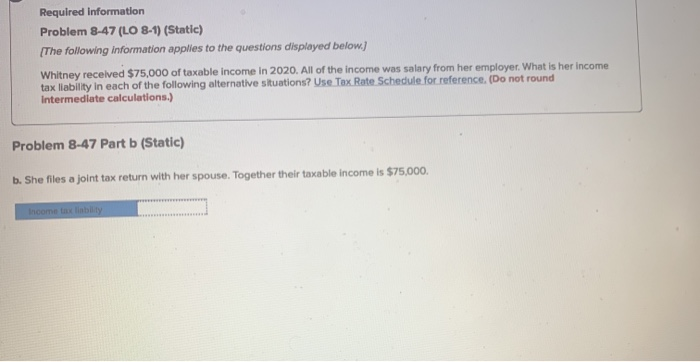Solved Required Information Problem 8-47 (LO 8-1) (Static) | Chegg.com