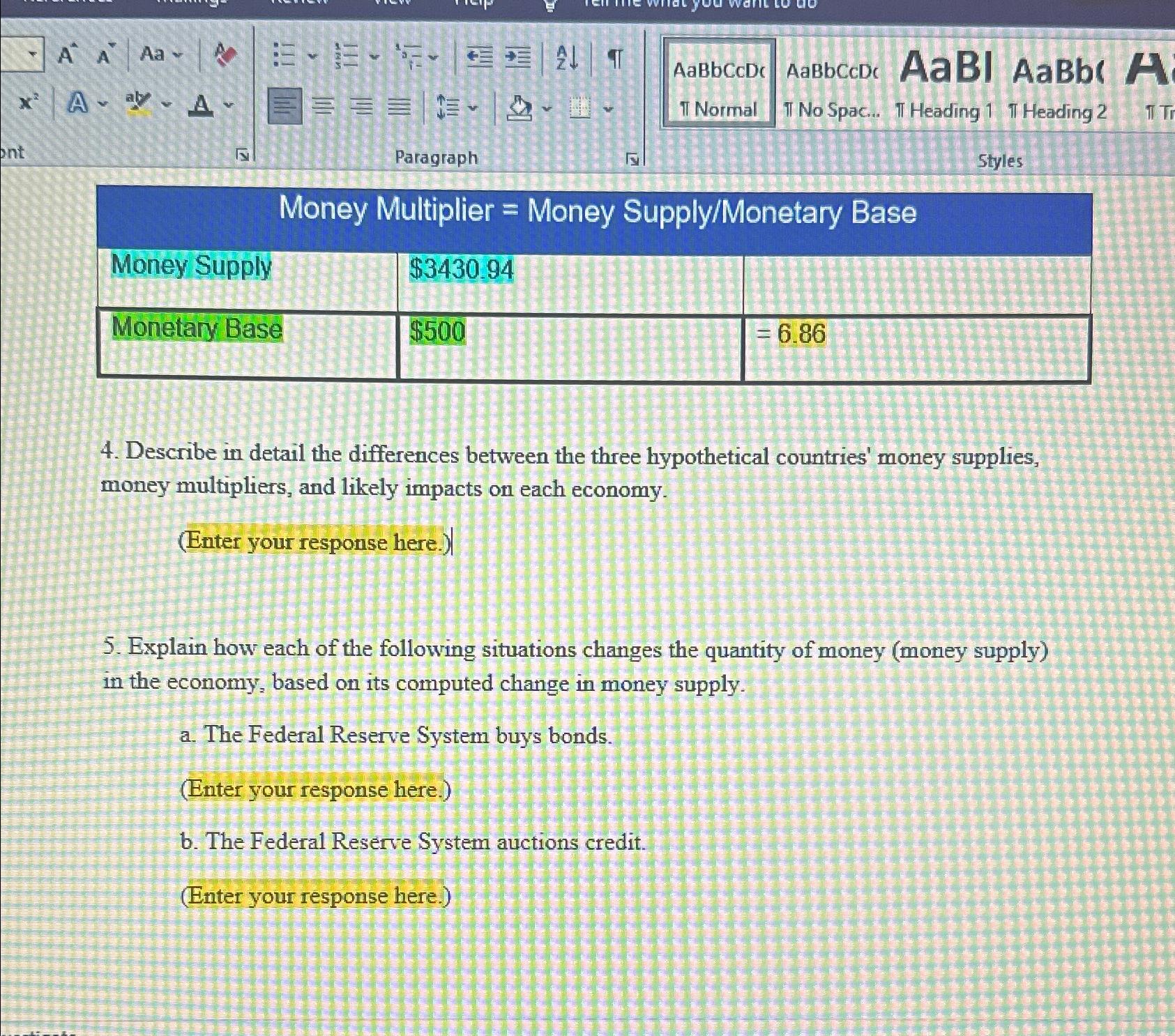 Solved \table[[Money Multiplier = ﻿Money Supply/Monetary | Chegg.com