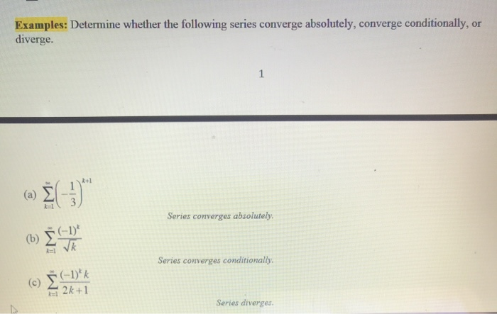 Solved Examples: Determine whether the following series | Chegg.com