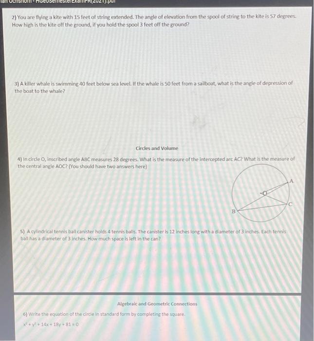 Solved 2) You are flying a kite with 15 feet of string | Chegg.com