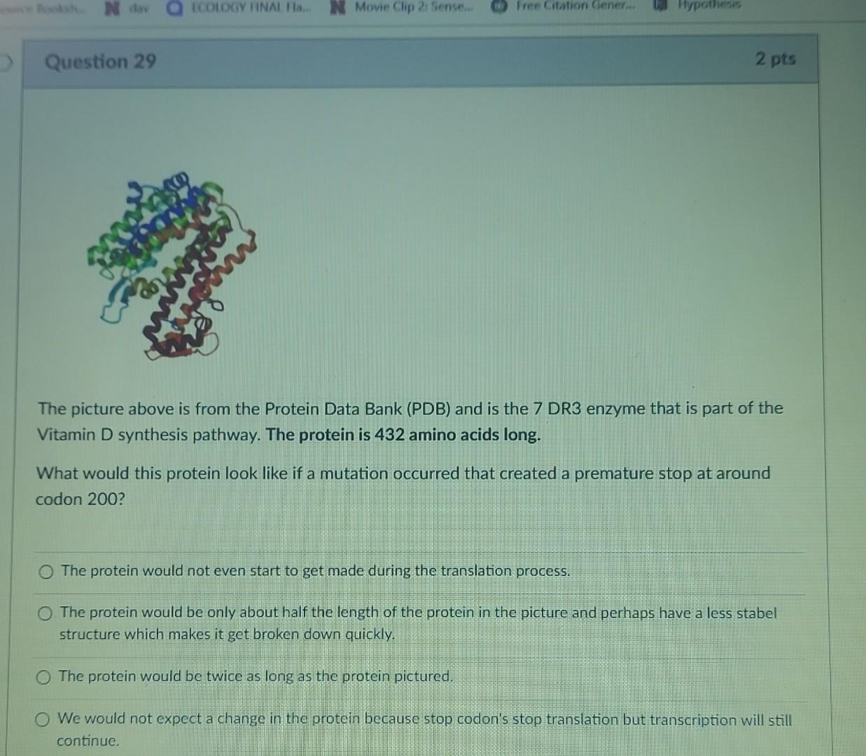 Solved The picture above is from the Protein Data Bank (PDB) | Chegg.com
