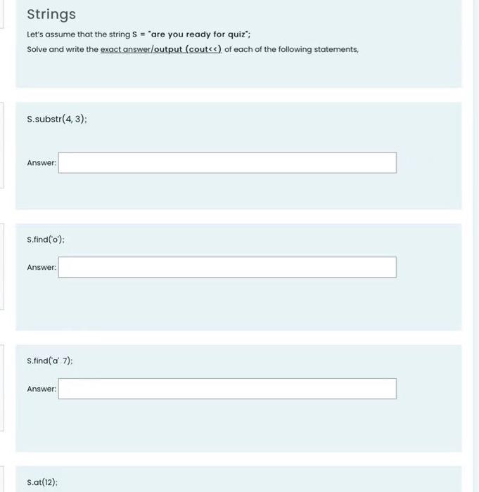 Solved Strings Let's assume that the string S = "are you | Chegg.com