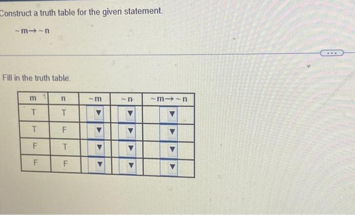 Solved Construct a truth table for the given statement. | Chegg.com