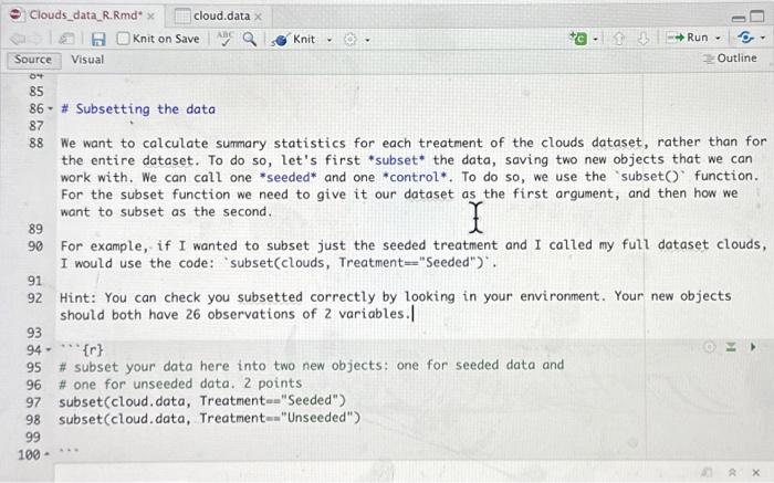 Solved The new subset data isnt showing up in my global | Chegg.com