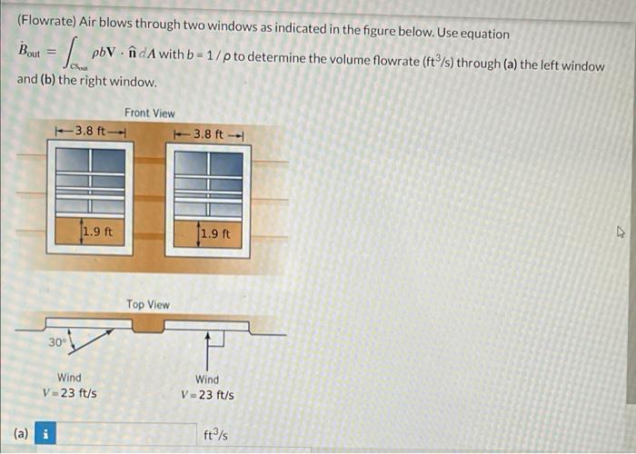 Solved (Flowrate) Air blows through two windows as indicated | Chegg.com