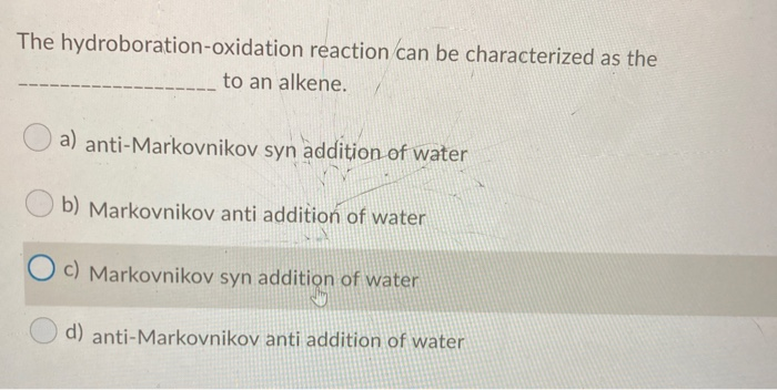 Solved The hydroboration-oxidation reaction can be | Chegg.com