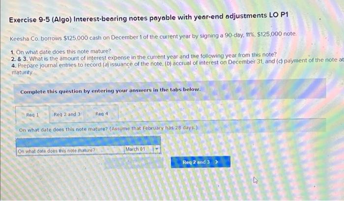 Solved Exercise 9-5 (Algo) Interest-bearing notes payable | Chegg.com