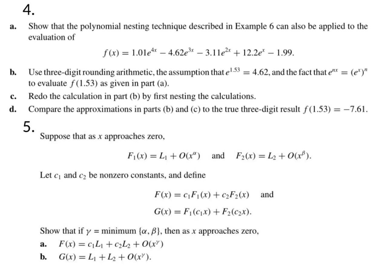 Solved 4. a. b. = Show that the polynomial nesting technique | Chegg.com
