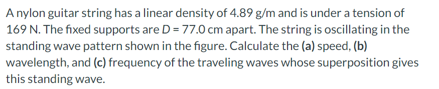 Solved A nylon guitar string has a linear density of | Chegg.com