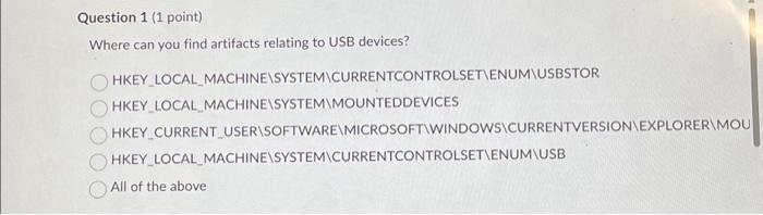 Solved Question 1 (1 point) Where can you find artifacts | Chegg.com
