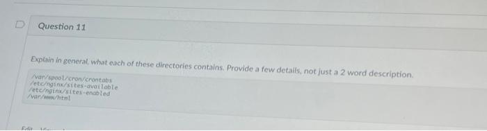 Solved Explain in general, what each of these directories | Chegg.com