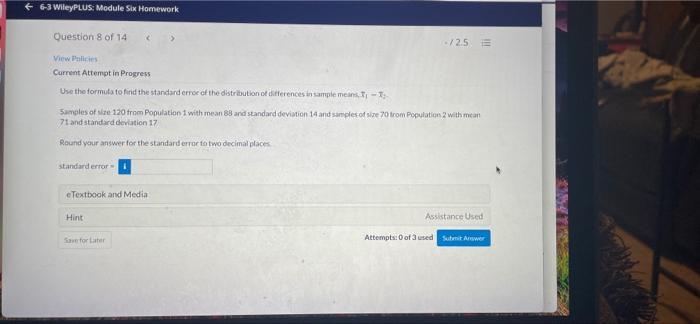 Solved + 6-3 WileyPLUS: Module Six Homework Question 8 of 14 | Chegg.com Solved + 6-3 WileyPLUS: Module Six Homework Question 8 of 14 | Chegg.com