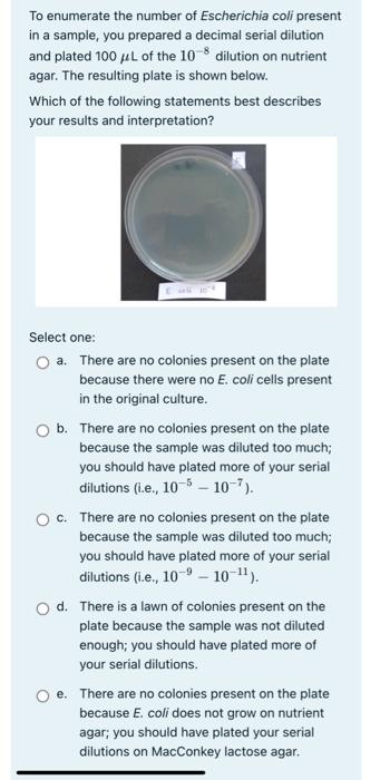 Solved To enumerate the number of colony forming units | Chegg.com