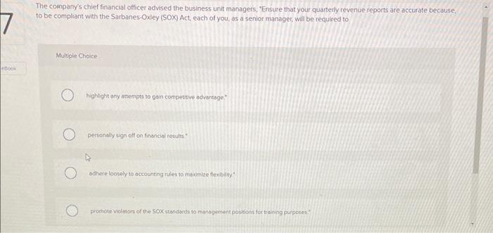 Solved the fifth option is: "strictly adhere to a policy of | Chegg.com