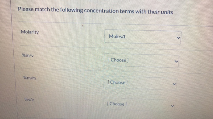 Solved Please match the following concentration terms with | Chegg.com