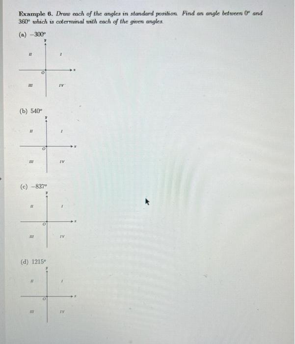 Solved Example 6. Draw each of the angles in standard | Chegg.com