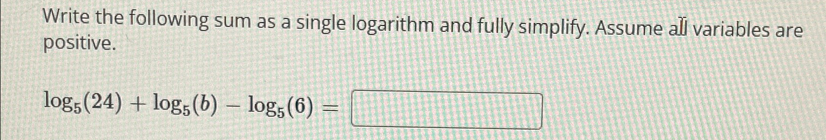 Solved Write the following sum as a single logarithm and | Chegg.com